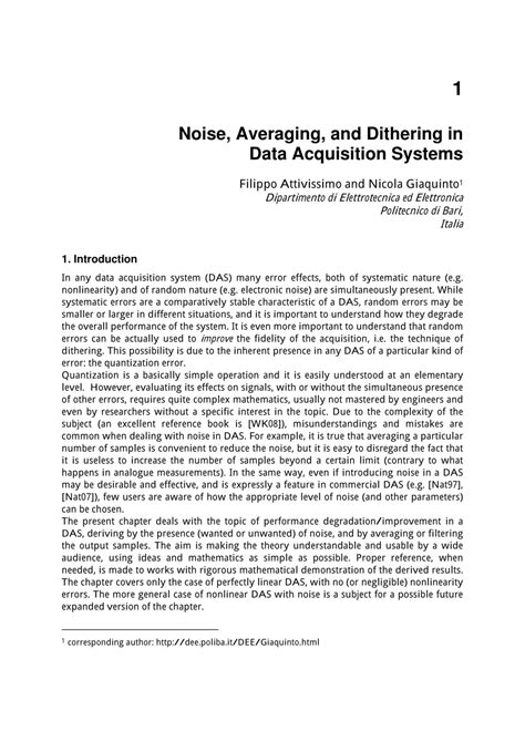 Pdf Noise Averaging And Dithering In Data Acquisition Systems