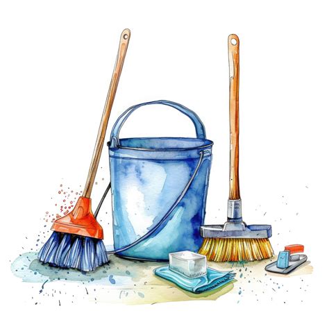 Cleaning Clipart Watercolor Cleaning Supplies Laundry Clipart Hand