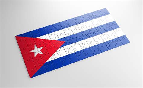 쿠바 의 국기의 인쇄와 직소 퍼즐 흰색 배경에 고립 된 퍼즐의 조각 성취와 완벽한 개념 국가 무결성의 상징 3d 일러스트레이션 개념에 대한 스톡 사진 및 기타 이미지