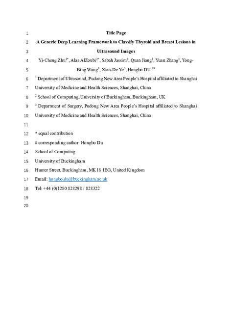 Pdf A Generic Deep Learning Framework To Classify Thyroid And Breast