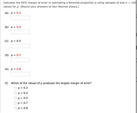 Solved Calculate The 95 Margin Of Error In Estimating A