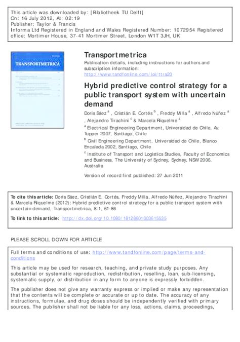 Pdf Hybrid Predictive Control Strategy For A Public Transport System