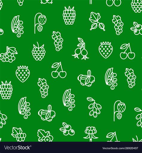 Berries signs thin line seamless pattern Vector Image