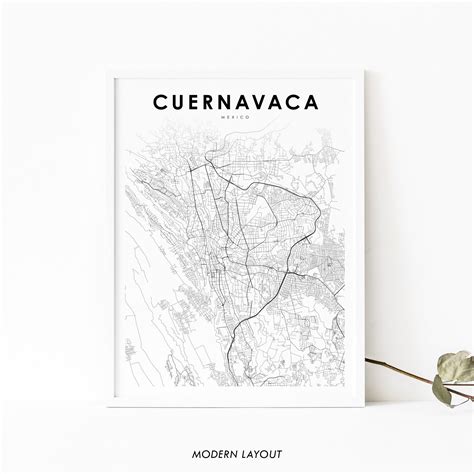 Cuernavaca Mexico Map Print Cuahnahuac México Map Art Poster Etsy