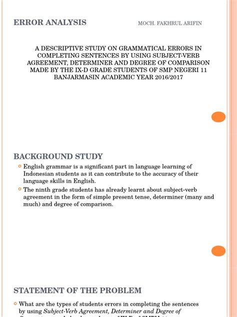 Error Analysis Verb English Language