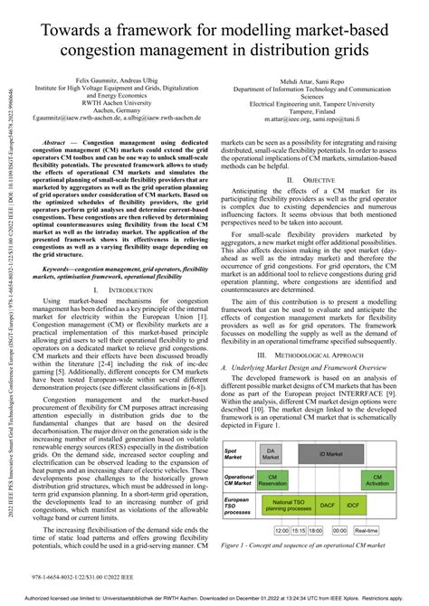 pdf towards a framework for modelling market based congestion