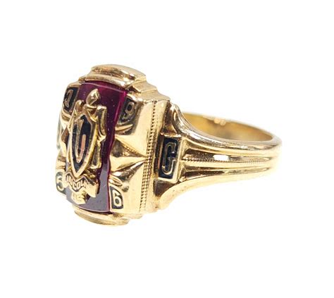 Lot 1966 10k Gold And Ruby High School Class Ring