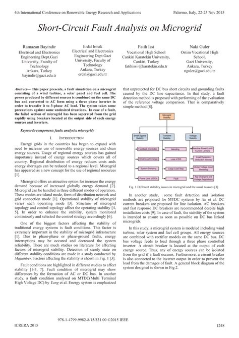 Pdf Short Circuit Fault Analysis On Microgrid