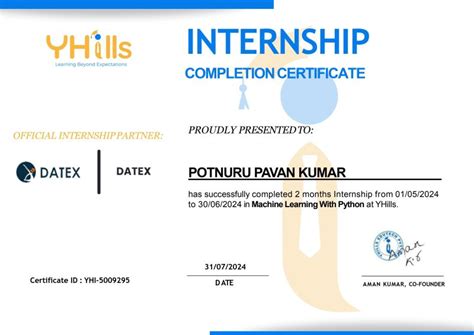Potnuru Pavan Kumar On Linkedin Connections Machinelearning Python Internship Yhills