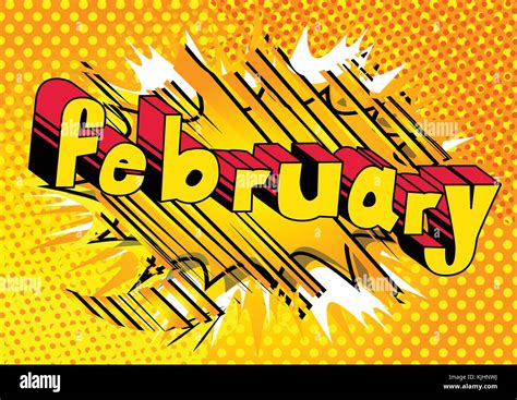 February Comic Book Style Word On Abstract Background Stock Vector