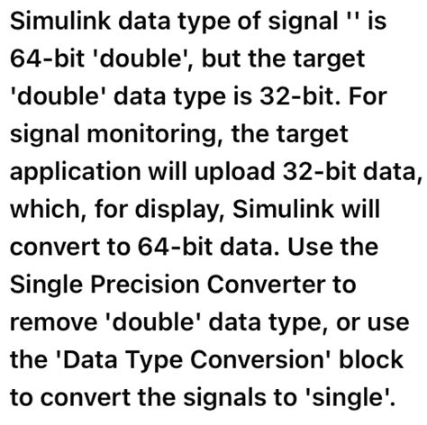 solved simulink data type of signal ﻿is64 bit double