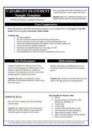 40 SAMPLE Capability Statements In PDF MS Word