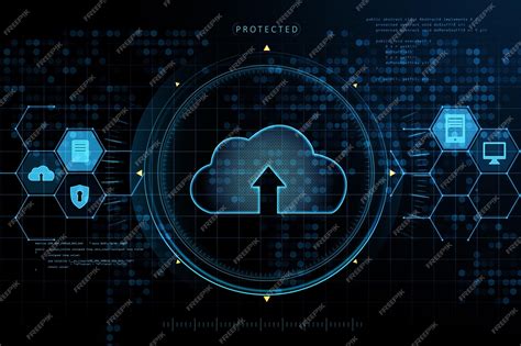 premium photo creative glowing cloud computing hologram on blue