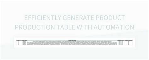 efficiently generate product production table with automation excel