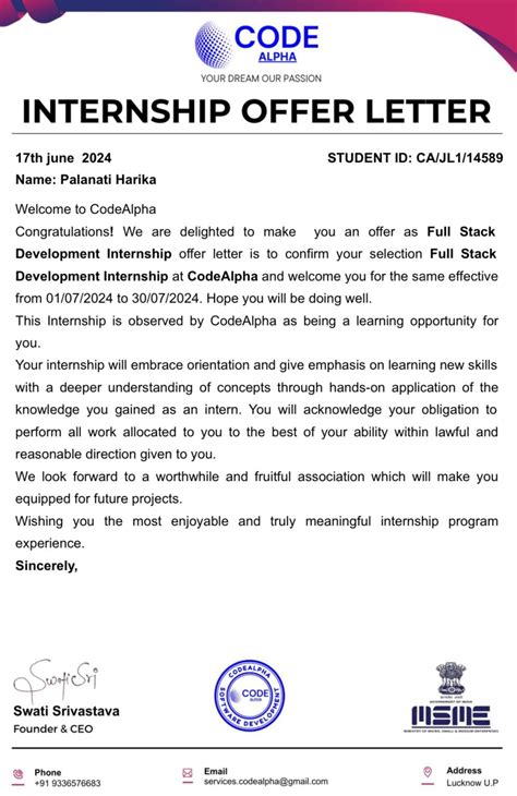 palanati harika on linkedin codealpha intern internship