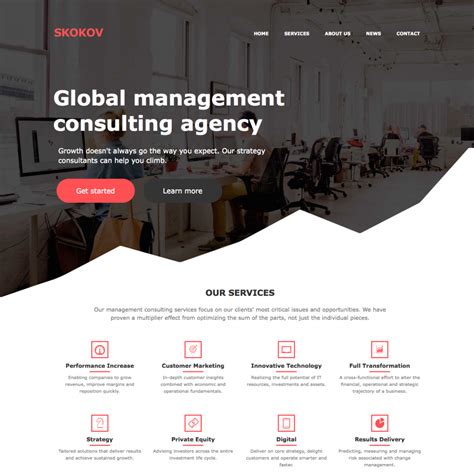 Free One Page Business Html And Css Template Flat Design Inspiration