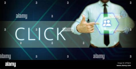 Text Caption Presenting Click Internet Concept Act Of Pressing A