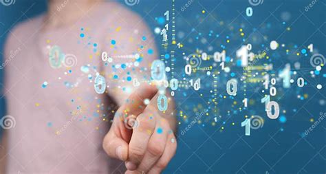 Finger Pointing On A 3d Floating Digital Illustration Of Numbers Of