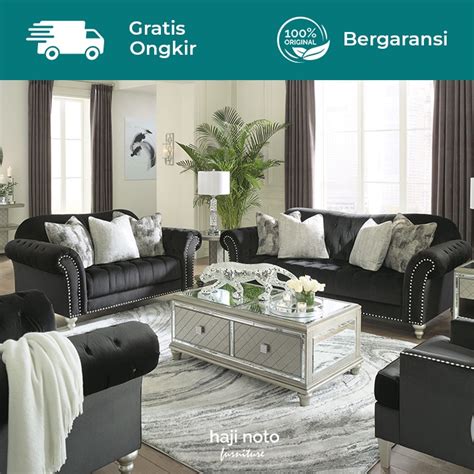 Jual Set Sofa Haris Black Velvet Bludru Sofa Elegan Modern Mewah