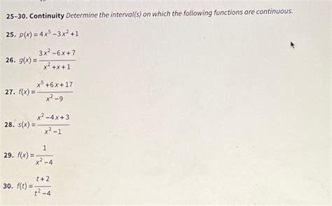 Solved Conplete 25 27 And 29 Please 25 30 Continuity