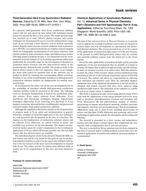 Pdf Chemical Applications Of Synchrotron Radiation Vol 12 Advanced Series In Physical