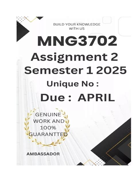 MNG3702 Assignment 2 (COMPLETE ANSWERS) Semester 1 2025 - DUE April ...
