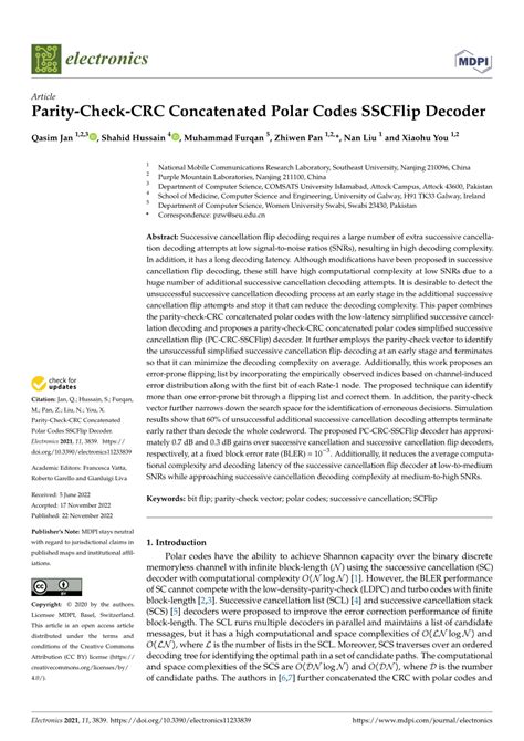 pdf parity check crc concatenated polar codes sscflip decoder