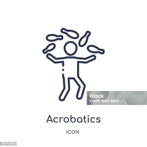 서커스 아웃 라인 컬렉션에서 선형 곡예 아이콘입니다 얇은 라인 곡예 벡터 흰색 배경에 고립입니다 곡예 유행 삽화 아이콘에 대한 스톡 벡터 아트 및 기타 이미지 Istock