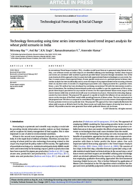 Pdf Technology Forecasting Using Time Series Intervention Based Trend