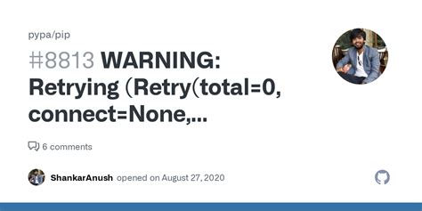 warning retrying retry total 0 connect none read none redirect