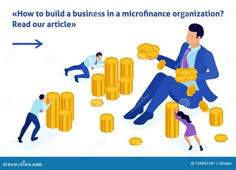Isometric Microfinance Organization Cartoon Vector