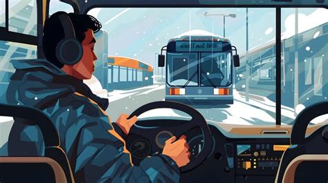 Professional Bus Driver Navigating Urban Public Transit System