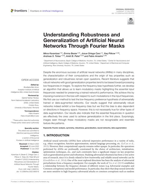 Pdf Understanding Robustness And Generalization Of Artificial Neural Networks Through Fourier