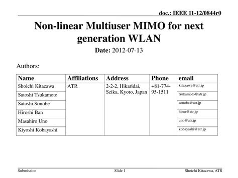 Ppt Non Linear Multiuser Mimo For Next Generation Wlan Powerpoint Presentation Id 2913446