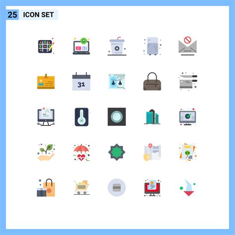 User Interface Pack Of 25 Basic Flat Colors Of Mail Email Cooking Refrigerator Electronic