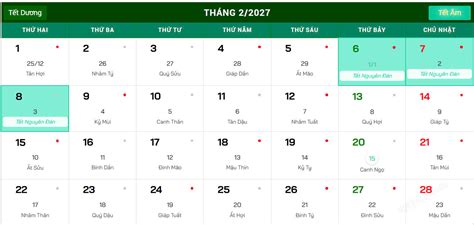 Lịch âm 2027 Lịch Vạn Niên 2027 Lịch Năm 2027 Đinh Mùi