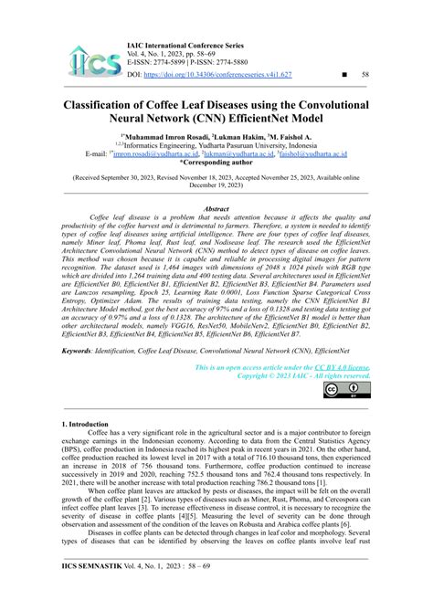 Pdf Classification Of Coffee Leaf Diseases Using The Convolutional Neural Network Cnn