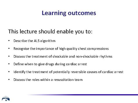ALS Algorithm Learning Outcomes This Lecture Should Enable