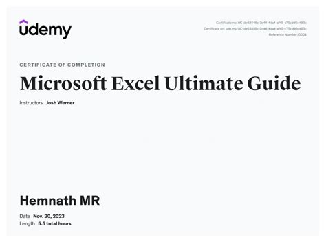 Completed Excel Course With Udemy Hemnath Mr Posted On The Topic