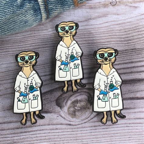 Meerkat Scientist Enamel Pin Lapel Pin Badge By Hartiful