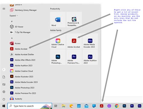 most recent files not showing on taskbar adobe product community