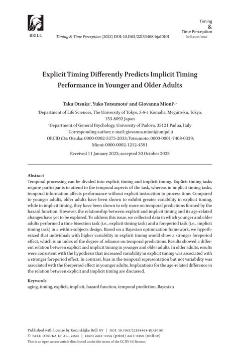 pdf explicit timing differently predicts implicit timing performance