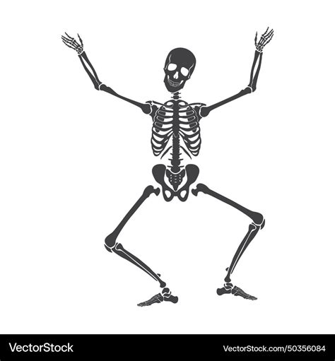Dance Of Black Human Skeleton Dead Bone Character Vector Image