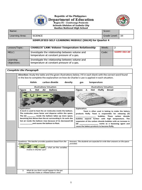 Science10 Quarter 4 Week 2 Sslm Long Quiz Pdf