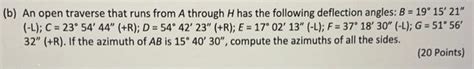 solved b an open traverse that runs from a through h has