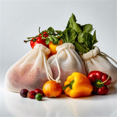 Una Bolsa De Verduras Está Sobre Una Mesa Con Un Fondo Blanco Foto