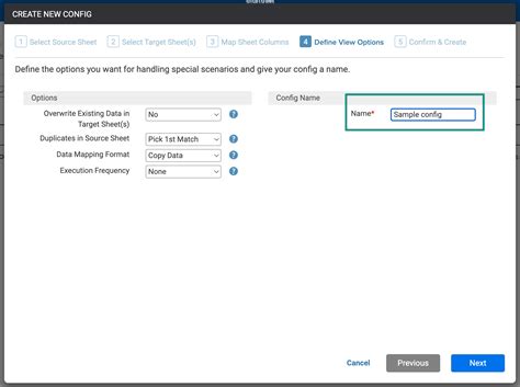 Create A New Datamesh Config Smartsheet Learning Center