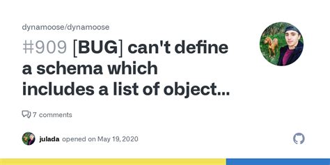 [bug] can t define a schema which includes a list of objects in