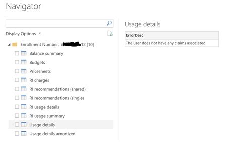 powerbi power bi desktop cannot import data with azure cost