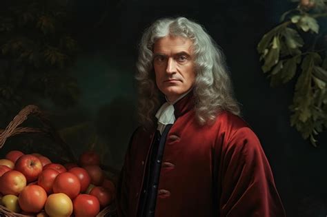 Scientific Luminary Portrait Of Isaac Newton Revolutionary Physicist